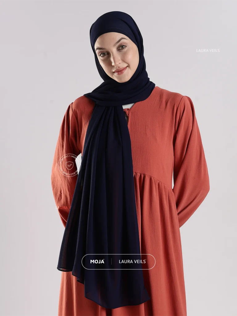 Navy Blue Moja Premium Georgette Hijab - Laura Veils